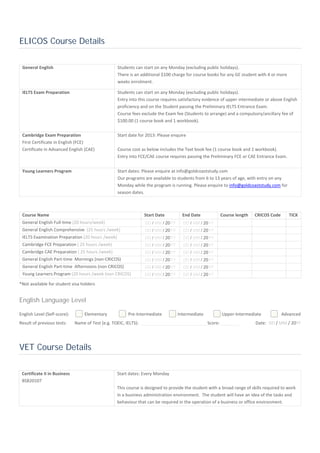 Gold Coast Learning Centre Gclc 2013 enrolment form | PDF