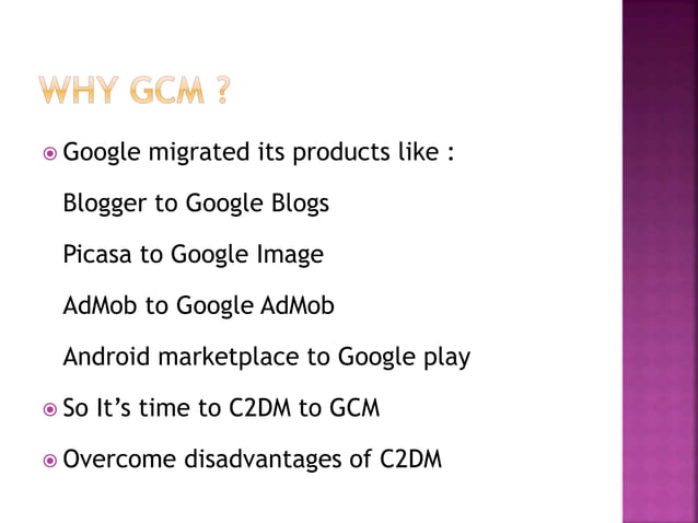 GCM Technology for Android | PPTX | Cloud Computing | Internet