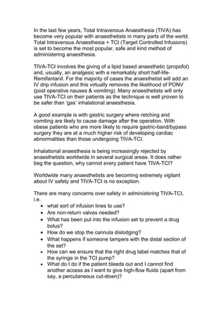 SAFETY IN TIVA MULTIPLE INFUSIONS | DOC