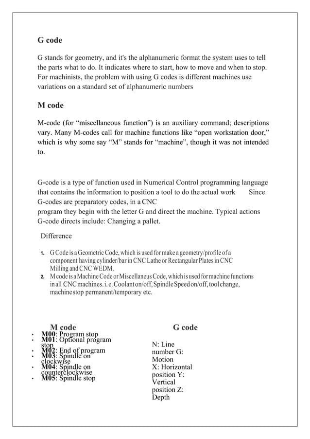 G code and M code | PDF | Programming Languages | Computing