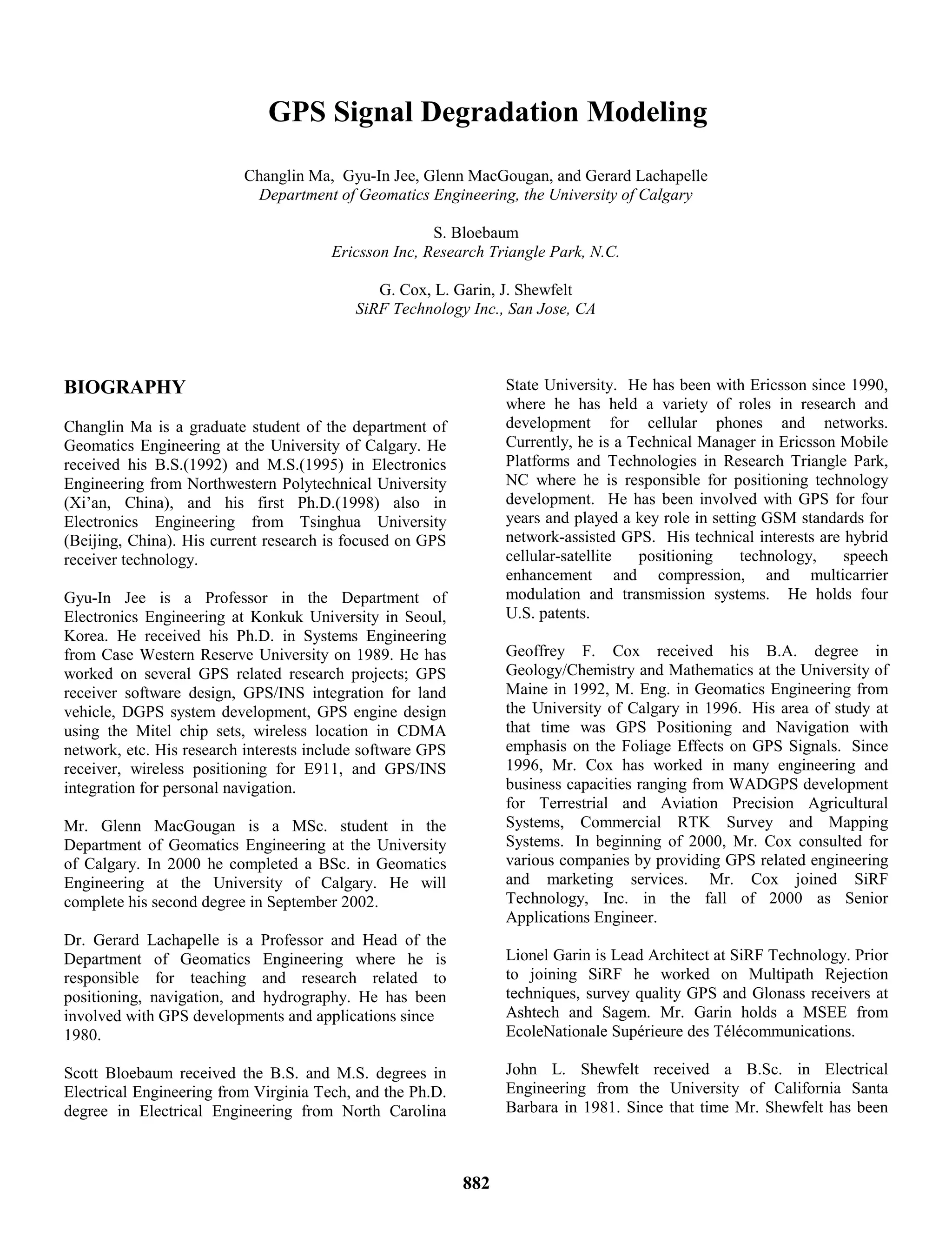 GPS Signal Degradation Modeling | PDF
