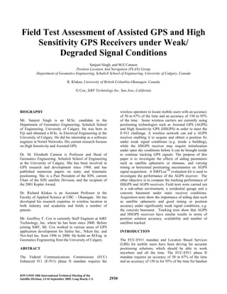 Field Test Assessment of Assisted GPS and High Sensitivity GPS ...