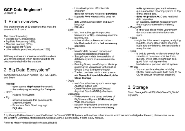 GCP Data Engineer cheatsheet | PDF