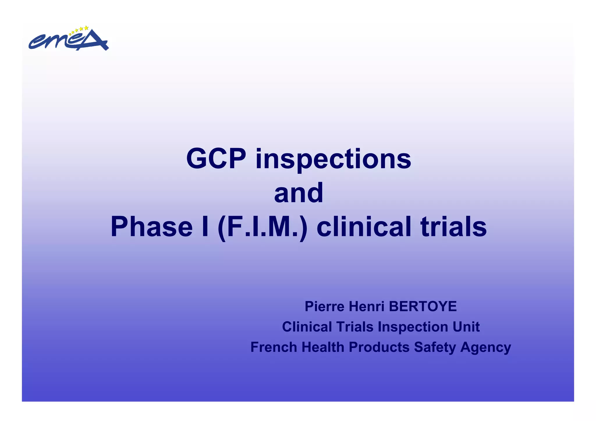 Gcp inspections and phase i clinical trials | PDF