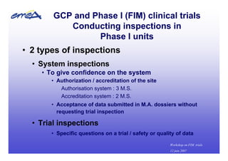 Gcp inspections and phase i clinical trials | PDF