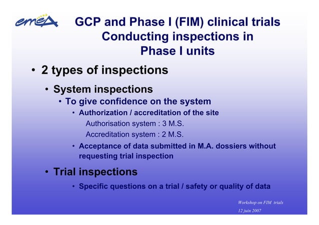Gcp inspections and phase i clinical trials | PDF