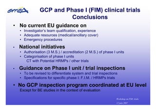Gcp inspections and phase i clinical trials | PDF