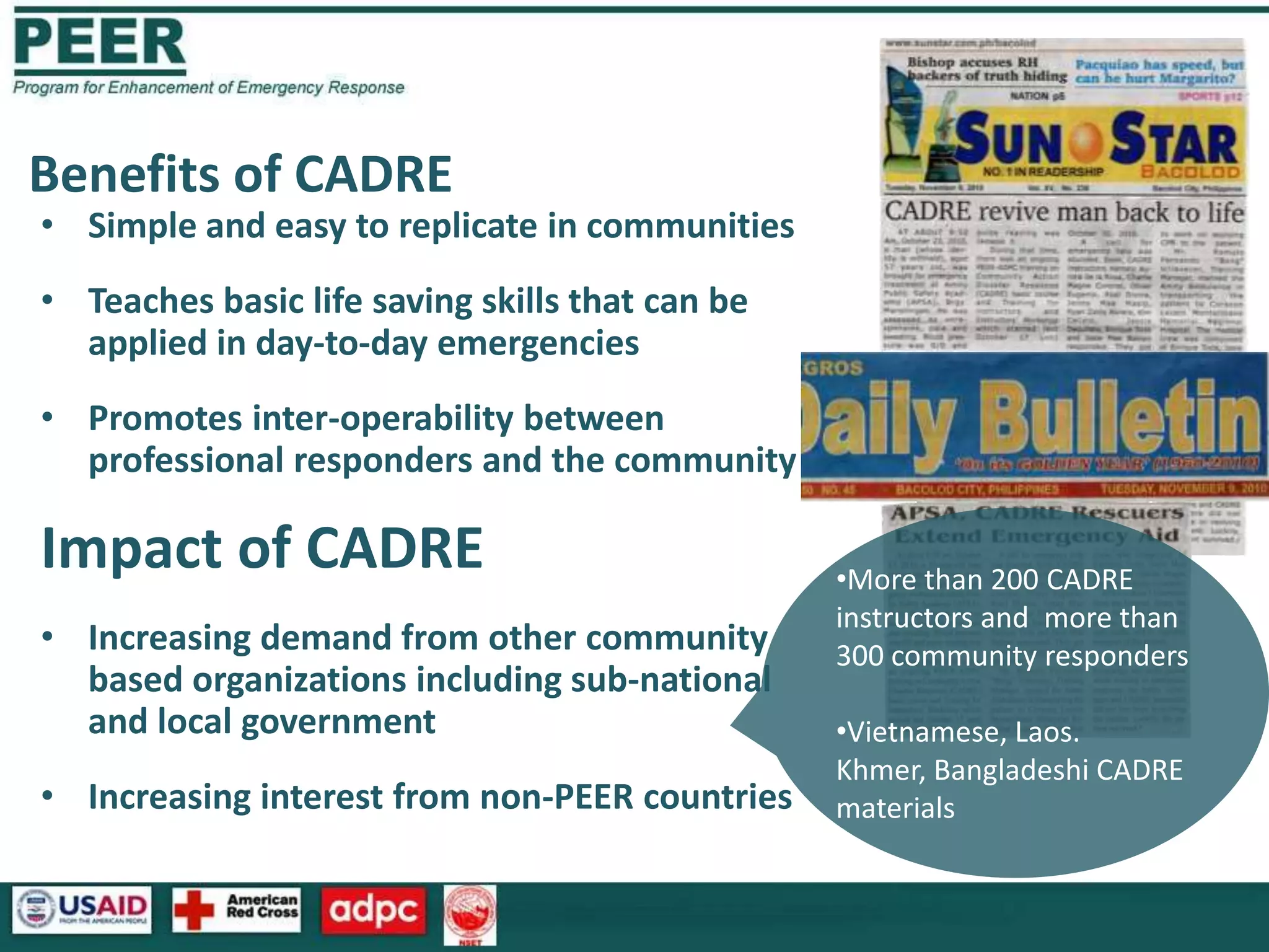PEER Community Action for Disaster Response (CADRE) | PPTX