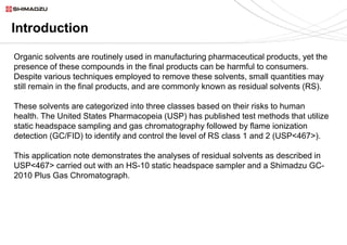 GC Analysis of Residual Solvents in Pharmaceuticals (USP ) | PDF