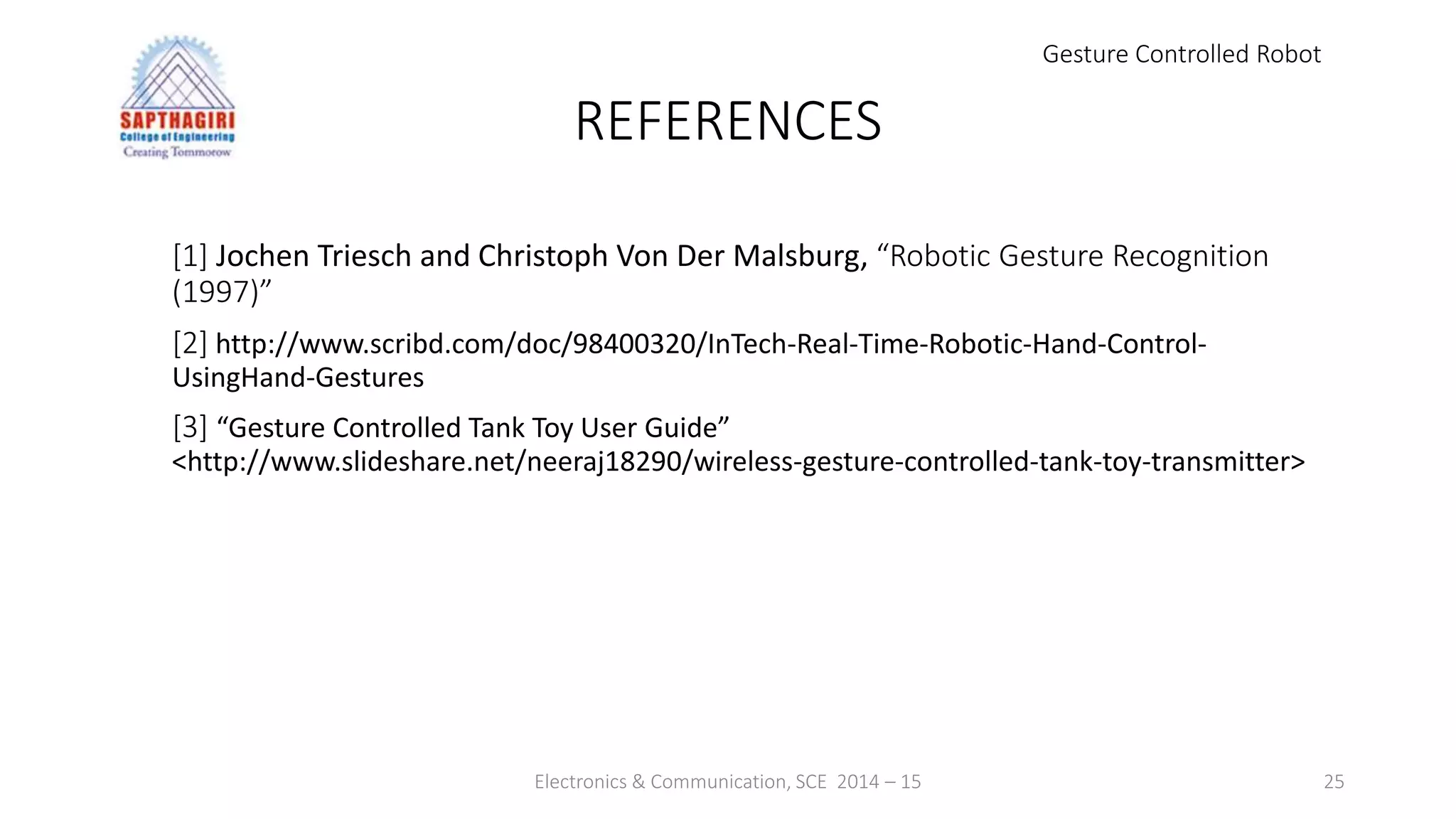 GESTURE CONTROL ROBOT | PPTX