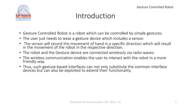 GESTURE CONTROL ROBOT | PPTX | Radio Control | Hobbies & Interests