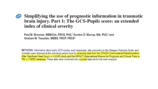 GCS-Pupils score in Traumatic Brain Injury | PPT