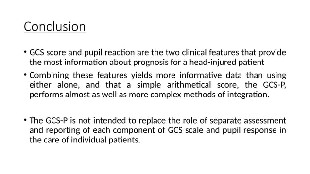 GCS-Pupils score in Traumatic Brain Injury | PPT