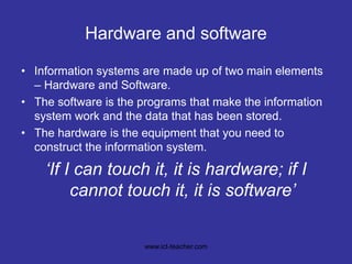GCSE Hardware components ICT Advanced level | PPT