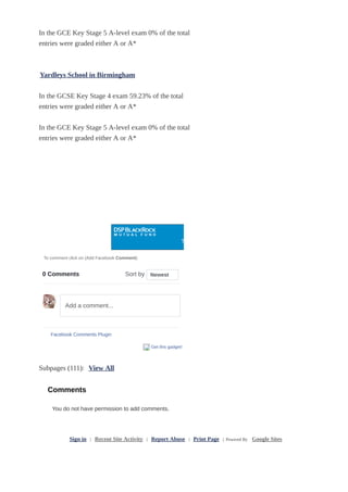 Gcse bir - school wise info - GCSE/GCE Examinations | PDF | Secondary ...