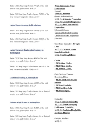 Gcse bir - school wise info - GCSE/GCE Examinations | PDF | Secondary ...