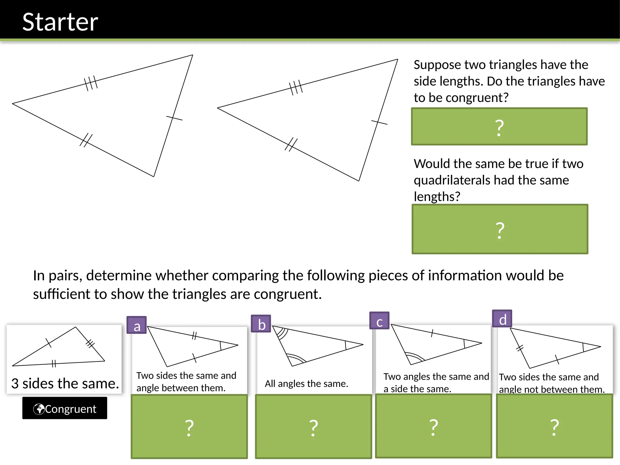GCSE and IGCSE Congruent Triangles powerpoint | PPTX