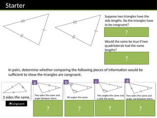 GCSE and IGCSE Congruent Triangles powerpoint | PPTX