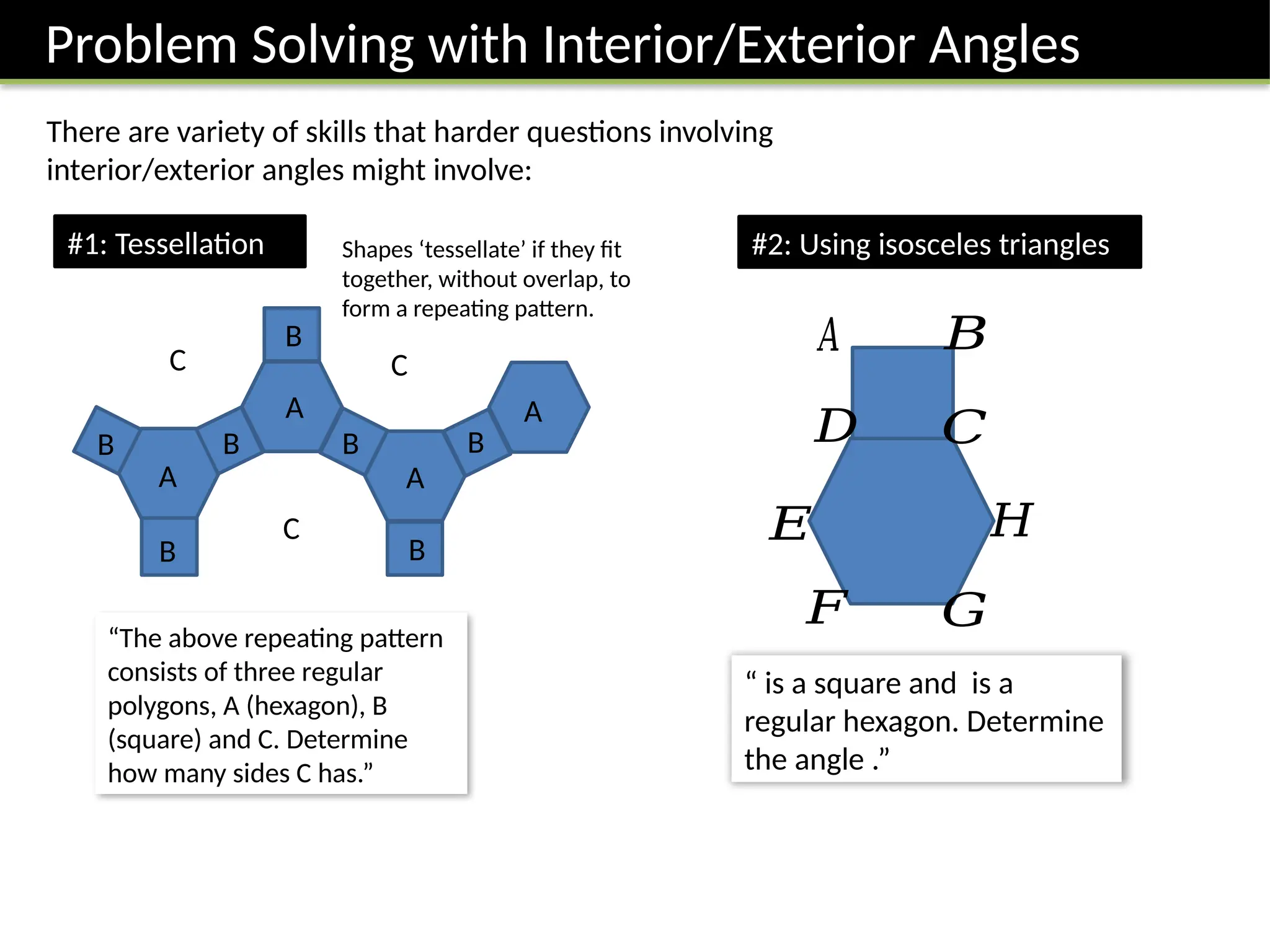 GCSE-InteriorExteriorAngle - Definitions and exercises | PPTX
