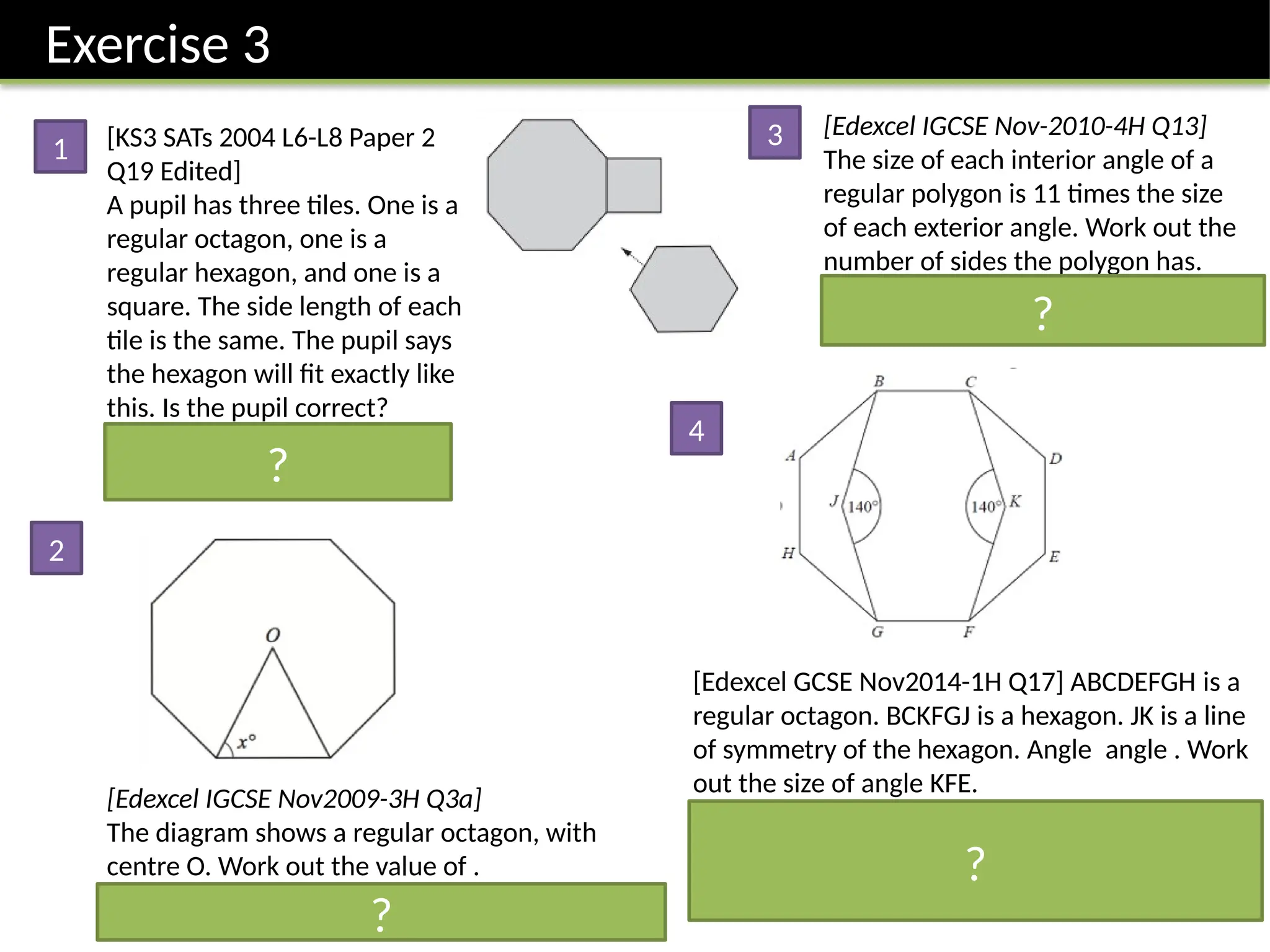 GCSE-InteriorExteriorAngle - Definitions and exercises | PPTX