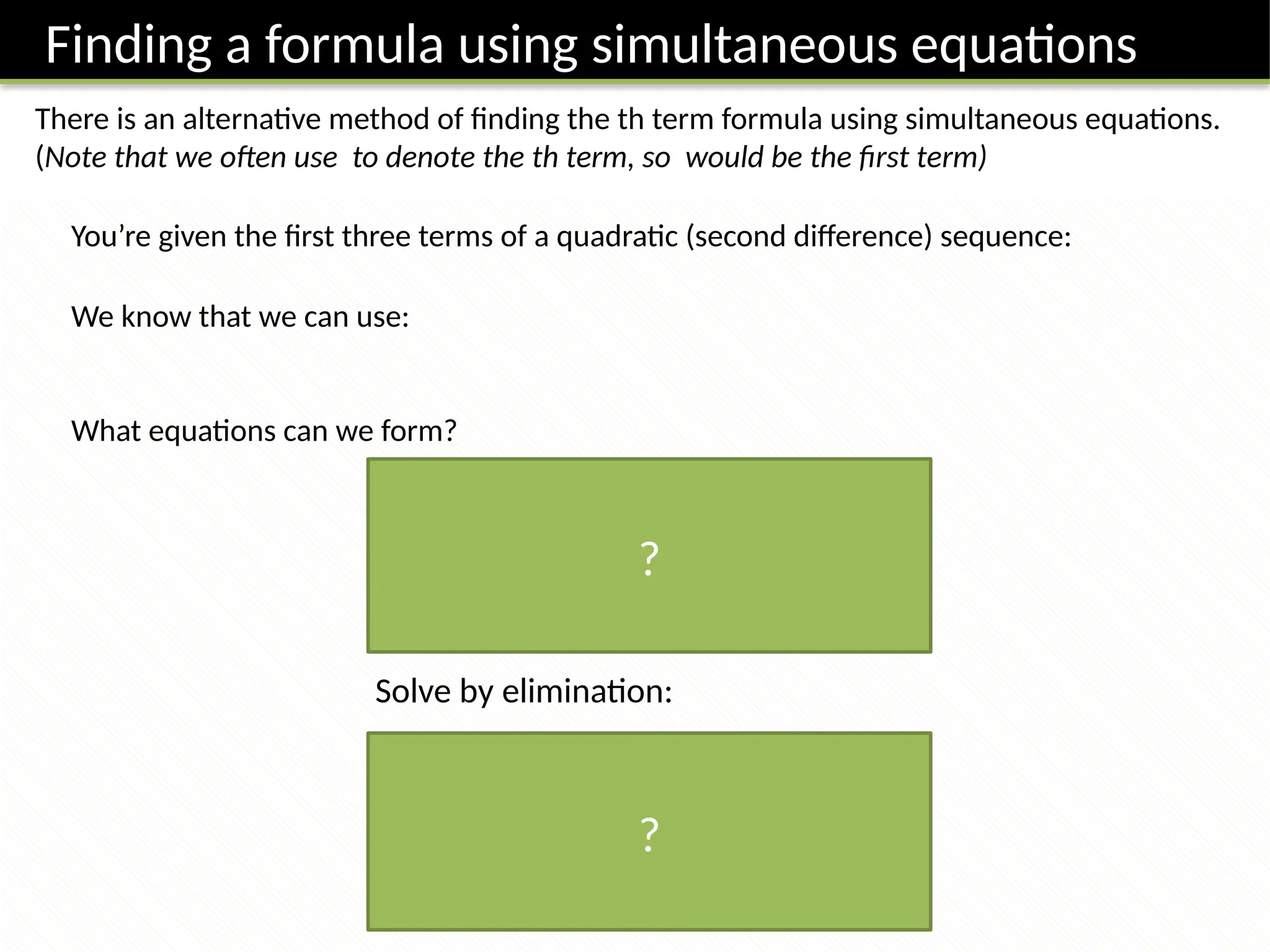 GCSEand IGCSE Quadratic Sequences powerpoint | PPT