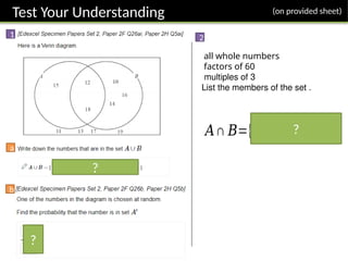 GCSE and IGCSE powerpoint on Sets and set theory | PPTX