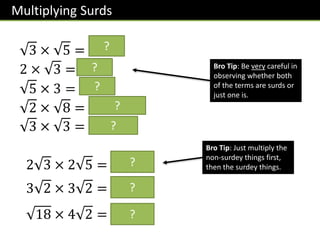 GCSE-Surds.pptx for IGCSE grade 9 and 10 | PPTX