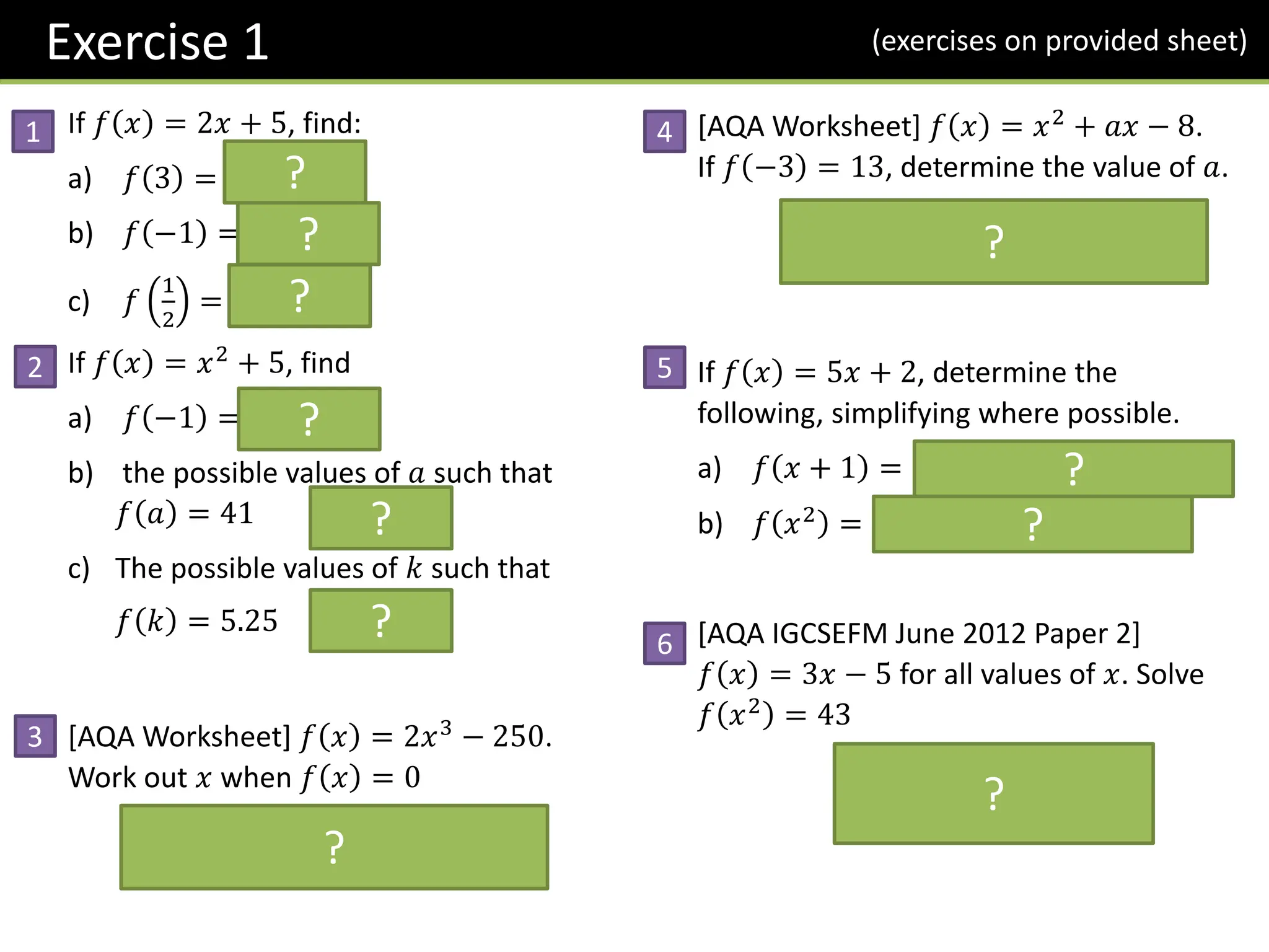 Functions ppt Dr Frost Maths Mixed questions | PPTX