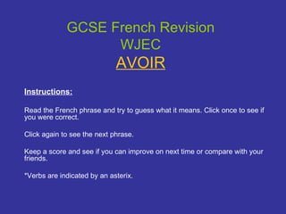 GCSE avoir conjugation revision | PPT