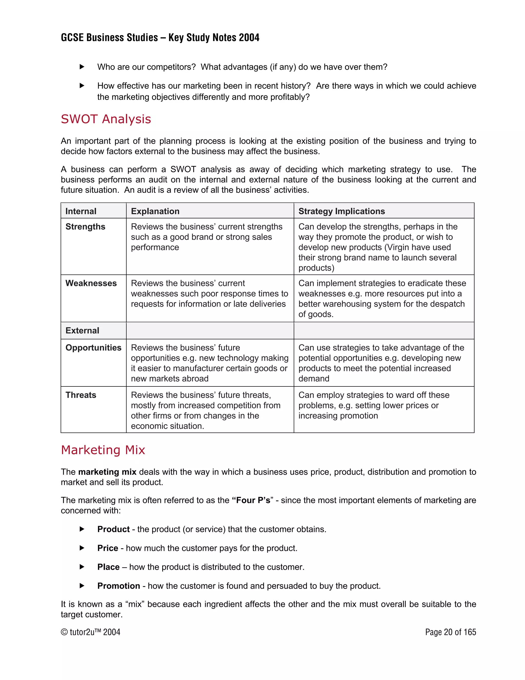Gcse business studies revision notes | PDF