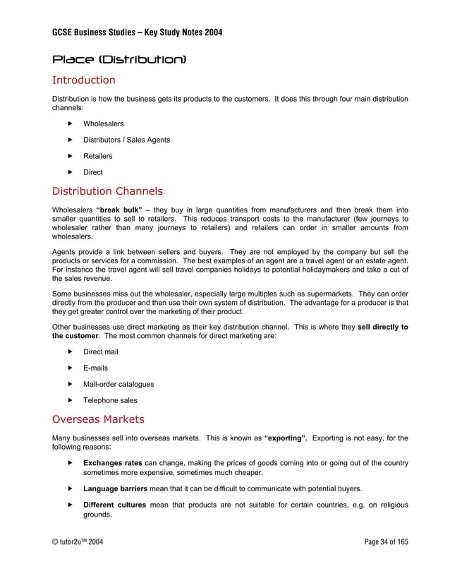 Gcse business studies revision notes | PDF