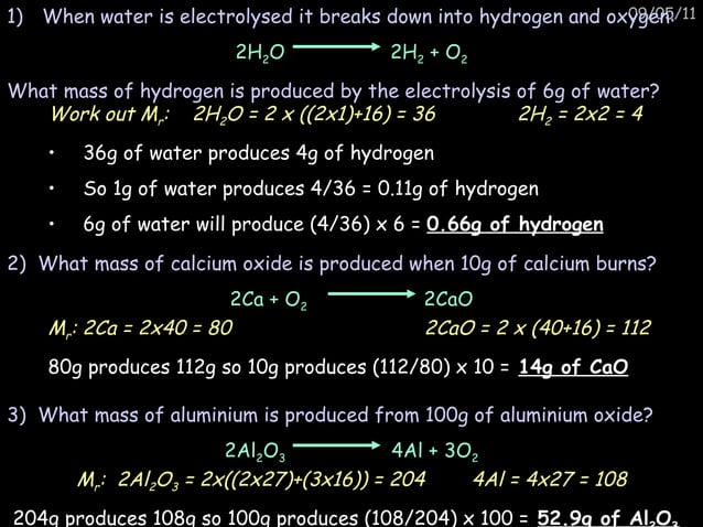 Gcse c5 reacting masses revision | PPT | Chemistry | Science