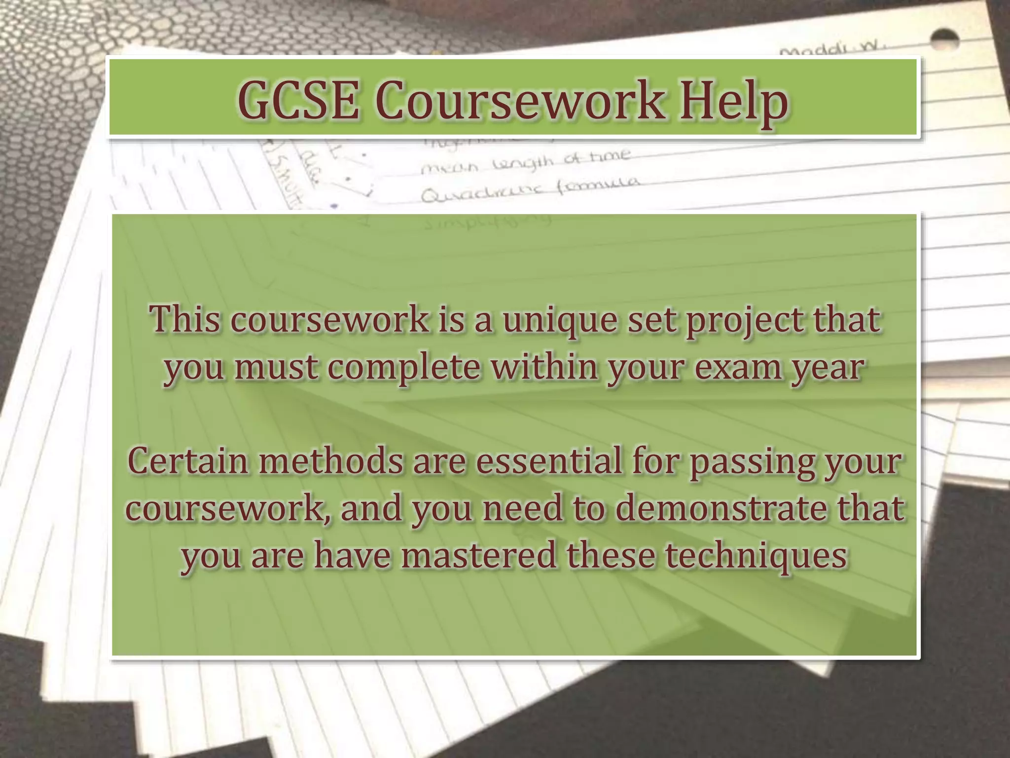 Gcse coursework help | PPT