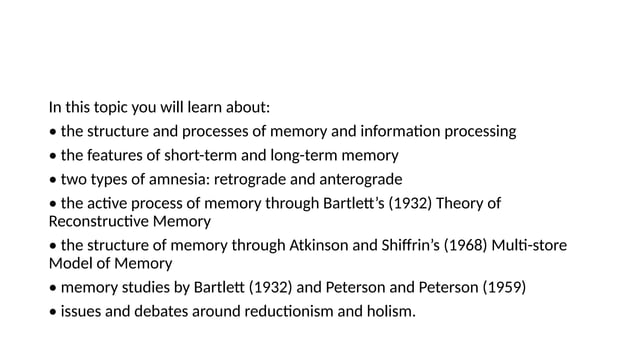 gcse edexcel memory topic overview powerpoint | PPTX