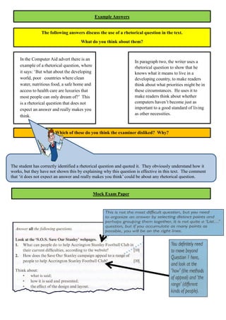 Revision Booklet for GCSE English Unit 1 Exam | PDF | Educational ...