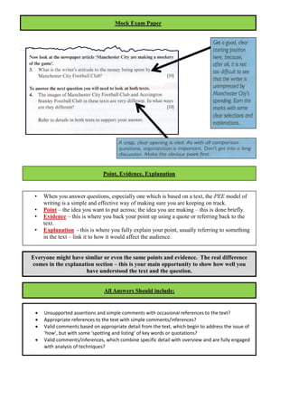 Revision Booklet for GCSE English Unit 1 Exam | PDF | Educational ...