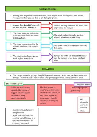 Revision Booklet for GCSE English Unit 1 Exam | PDF | Educational ...
