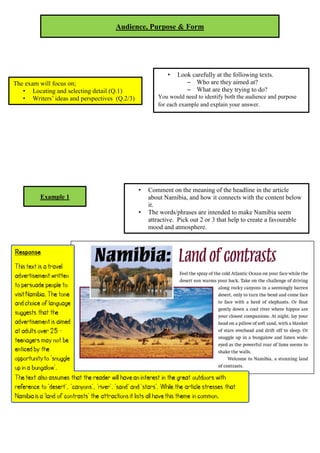 Revision Booklet for GCSE English Unit 1 Exam | PDF | Educational ...