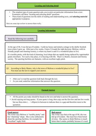 Revision Booklet for GCSE English Unit 1 Exam | PDF | Educational ...
