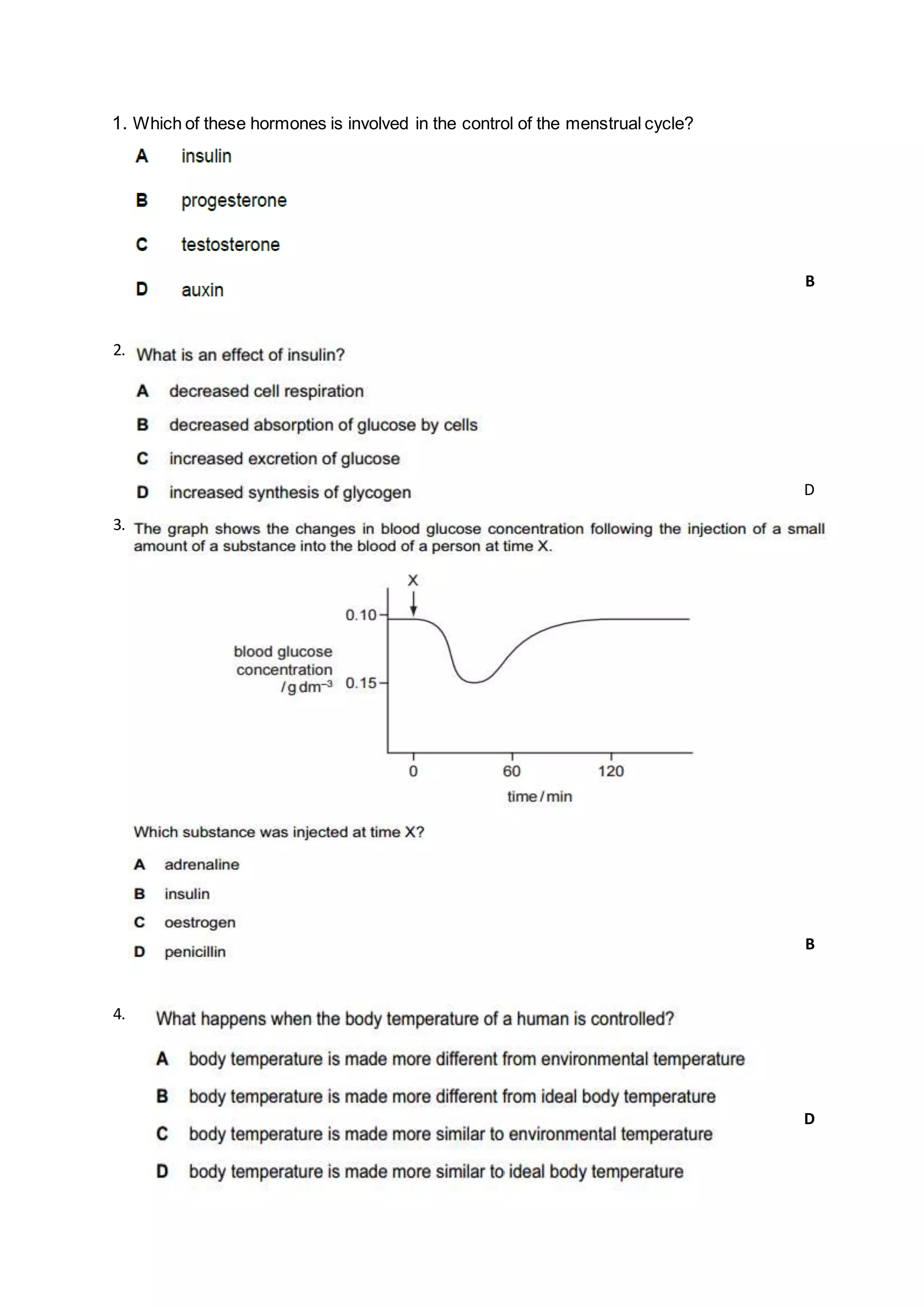 Gcse exam about endocrine system | DOCX