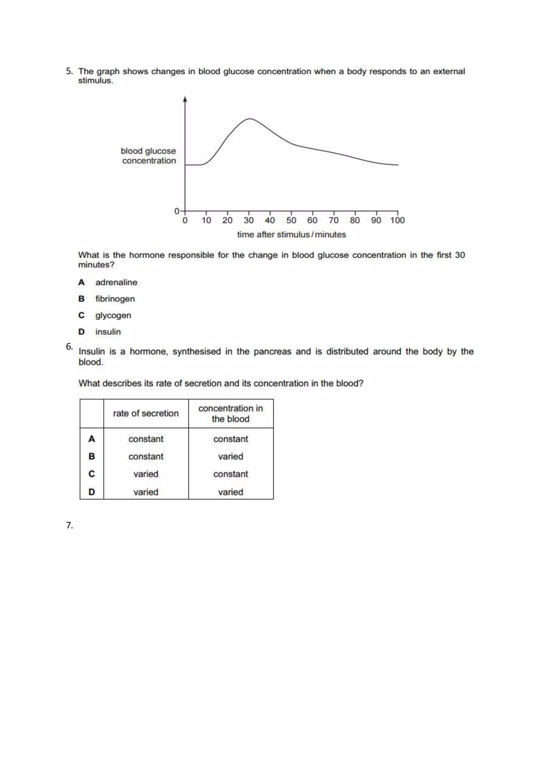 Gcse exam about endocrine system | DOCX