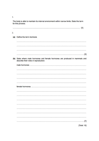 Gcse exam about endocrine system | PDF