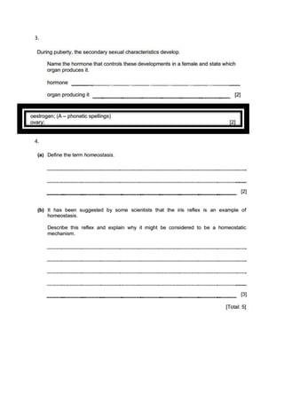 Gcse exam about endocrine system | PDF