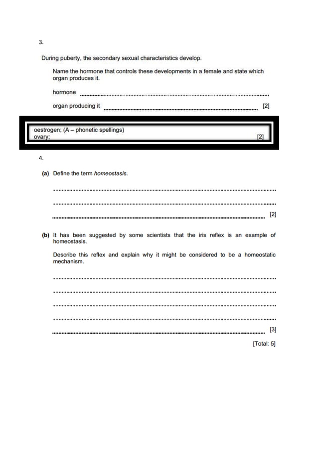Gcse exam about endocrine system | DOCX