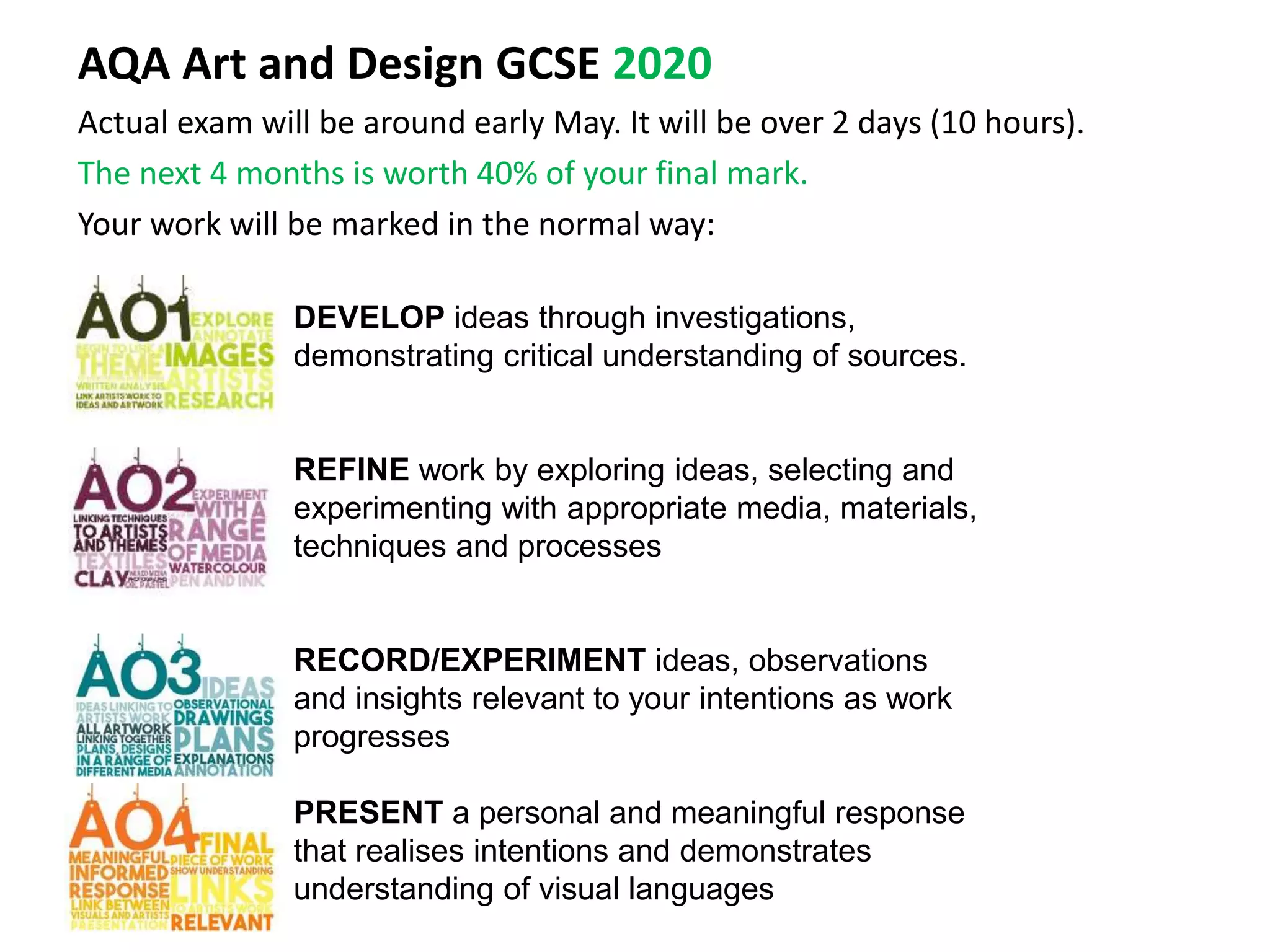 Gcse exam potential artists 2020 | PPTX