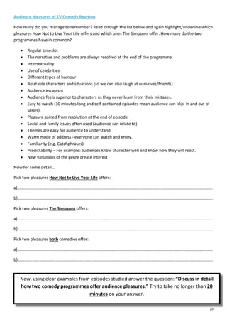 GCSE Media Studies - Exam Revision Pack | PDF