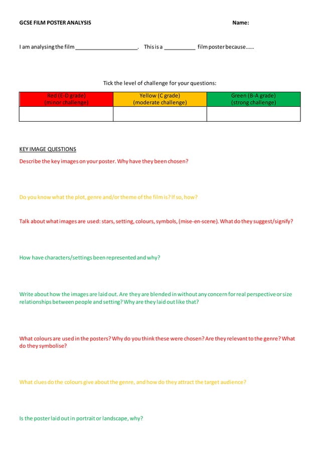 Gcse film poster analysis | DOCX | Documentary | Genres