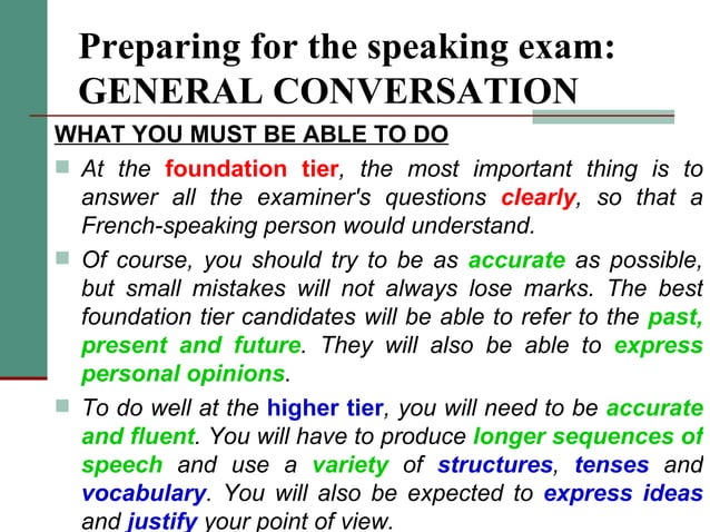 Gcse French Revision Speaking | PPT
