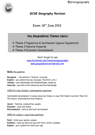Gcse geography revision checklist | DOC