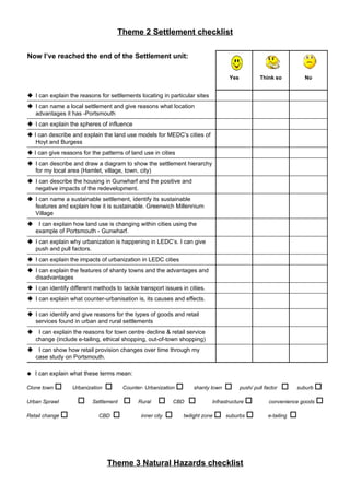 Gcse geography revision checklist | DOC